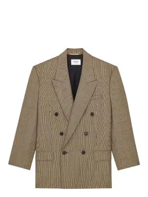 SAINT LAURENT SAINT LAURENT Houndstooth Wool Double-Breasted Jacket