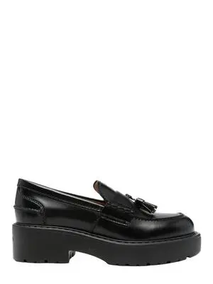 Miu Miu Chunky Leather Loafers With Tassel Detail - Black