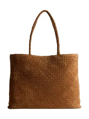Quince Siena Handwoven Suede Tote Bag - Whiskey