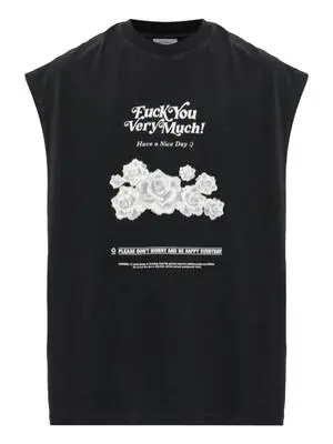 Vetements Sleeveless T-shirt With Graphic Print - Black