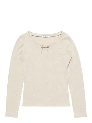 Acne Studios Soft Light Long Sleeve Top With Bow Detail - Tan