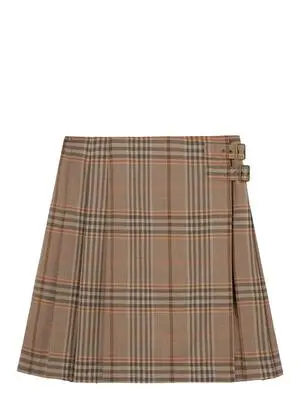 Burberry Odessa Skirt With Plaid Pattern - Tan