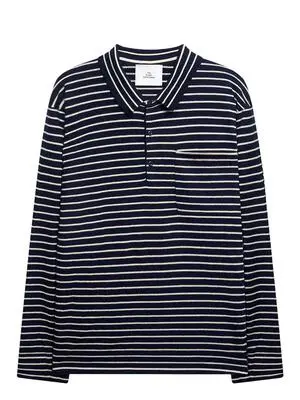 THE ELDER STATESMAN Superlight Long Sleeve Polo - Blue