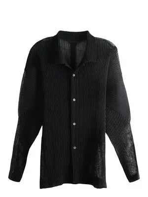 Issey Miyake Pleated Mesh Shirt - Black