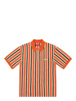 Supreme Open Knit Stripe Zip Polo - Orange