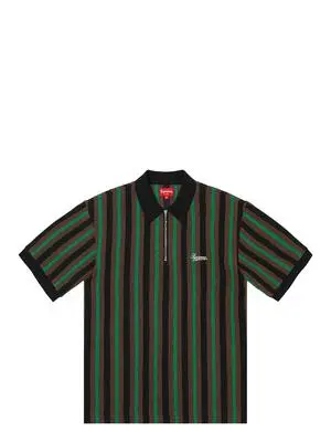 Supreme Open Knit Stripe Zip Polo - Black