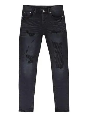 PURPLE BRAND Lurex Repair Skinny Jeans - Black