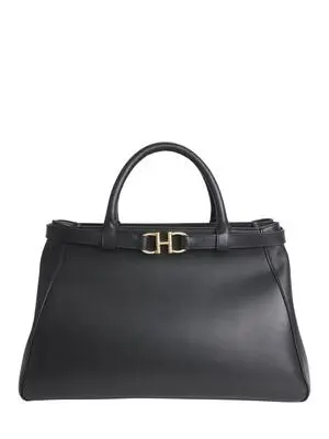 Harrods Medium Leather Grace Top-handle Bag - Black
