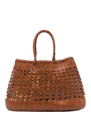 Dragon Diffusion Mini Woven Leather Bag With Tassel Handle - Marrone