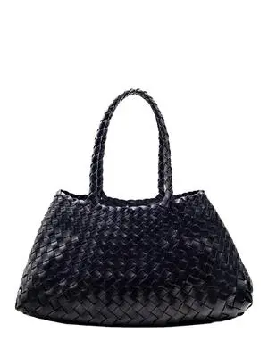 Dragon Diffusion Double-handle Woven Leather Tote - Nero