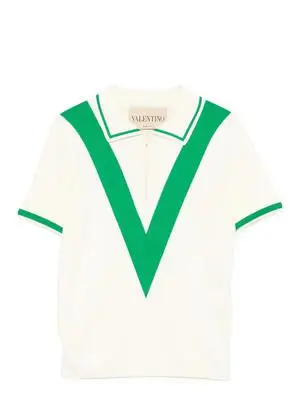 Valentino Garavani VALENTINO GARAVANI Cotton Zip-Up Polo With Ribbed Hems Bianco