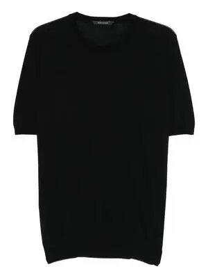 Tagliatore Short-sleeved Cotton Sweater - Nero