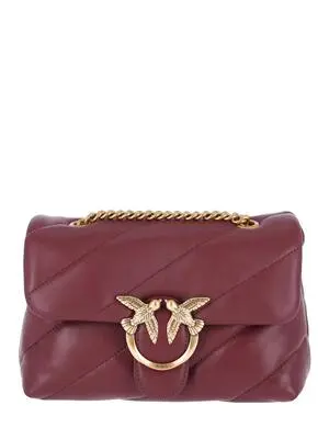 Pinko Leather Small Crossbody Bag With Metal Chain Strap - Red