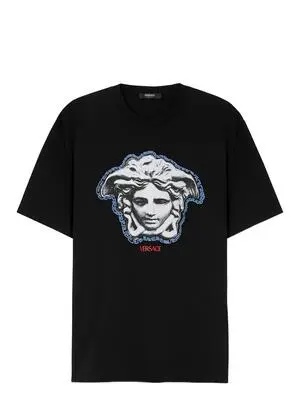 Versace Medusa Relief Graphic Crewneck T-shirt - Nero