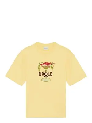 Drole De Monsieur Drole De Monsieur Men's Embroidered Lobster Cup T-Shirt With Ribbed Crew Neck Giallo