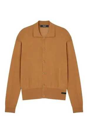 Versace Medusa Button Tailored Sweater With Pointed Collar - Marrone