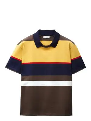 Versace Embroidered Logo Short-sleeve Polo With Ribbed Trim - Multicolor