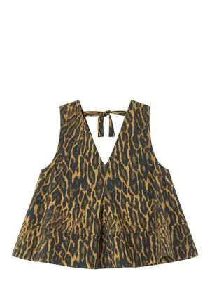 GANNI GANNI Leopard Print V-Neck Mini Dress