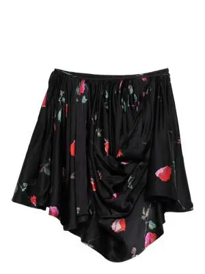GANNI Printed Mini Skirt With Zip Closure - Nero