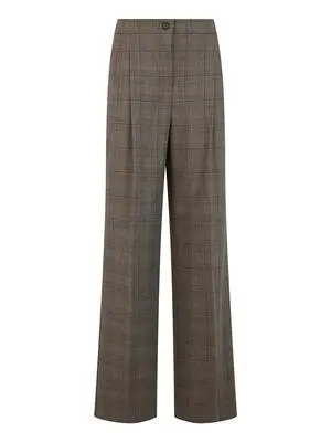 Pinko Checkered Wide-leg Trousers - Brown