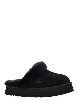 UGG UGG Suede Platform Mini Sandals With Sheepskin Collar