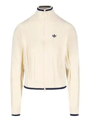 Adidas Textured Knit Zip-up Sweater - Cream