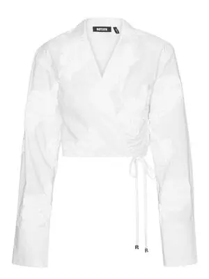 ROTATE BY BIRGER CHRISTENSEN Embroidered Flower Wrap Shirt - Bianco