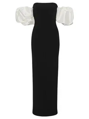 ROTATE BY BIRGER CHRISTENSEN Puff Sleeve Back Zip Maxi Dress - Nero