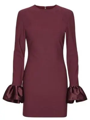 ROTATE BY BIRGER CHRISTENSEN Back Zip Long Sleeve Dress With Flared Cuffs - Rosso