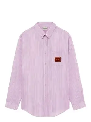 Drole De Monsieur Long-sleeve Cotton Shirt With Chest Patch Pocket And Buttoned Cuffs - Lilla
