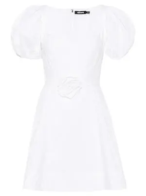 ROTATE BY BIRGER CHRISTENSEN Puff Sleeve Square Neck Mini Dress - Bianco