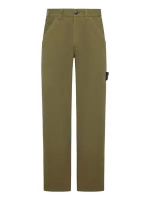 Stone Island Cotton Trousers With Zip Fly And Patch Pockets - Verde