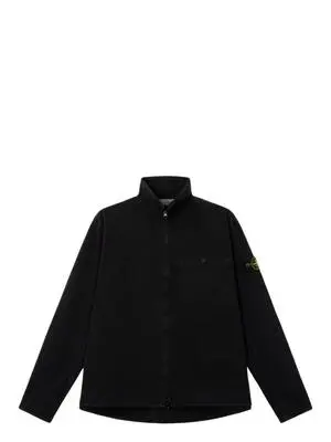 Stone Island Zip-up Cotton Jacket With Chest Pocket And Adjustable Cuffs - Nero