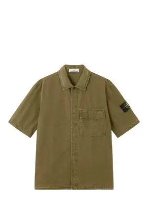Stone Island Bellows Mini Flap Pocket Shirt With Hidden Snaps - Verde