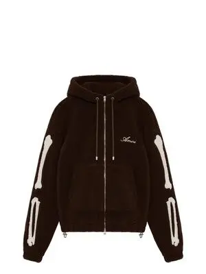 Amiri Bone Detail Zip-front Hooded Sweatshirt - Marrone
