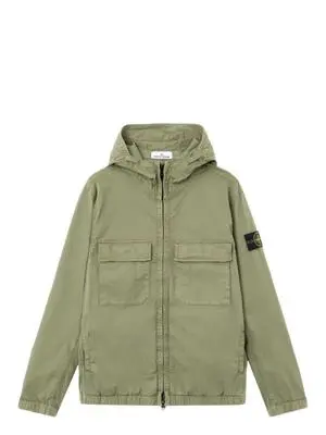 Stone Island Hooded Cotton Jacket With Dual Chest Pockets - Verde