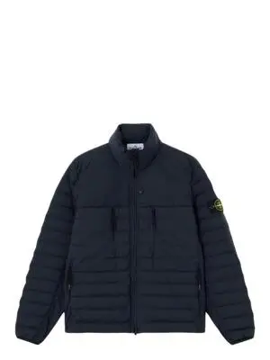 Stone Island Stand Collar Zip Jacket With Badge Detail - Blu