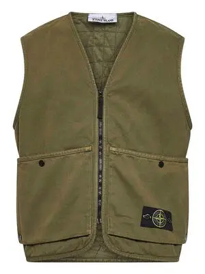 STONE ISLAND Stone Island Quilted Cotton Vest With Zip-Up Closure