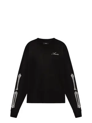 Amiri Bones Embroidered Cotton Crewneck Sweater - Nero