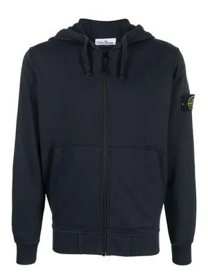 Stone Island Zip-up Cotton Hooded Jacket - Blu