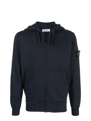 Stone Island Zip-up Cotton Hooded Jacket - Blu