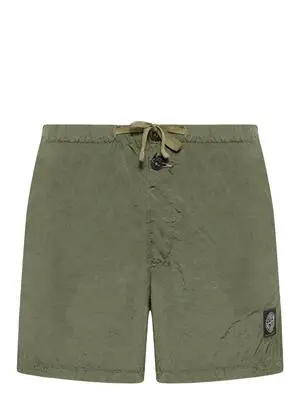 Stone Island Slim-fit Cargo Shorts With Contrasting Stitching And Compass Patch - Verde