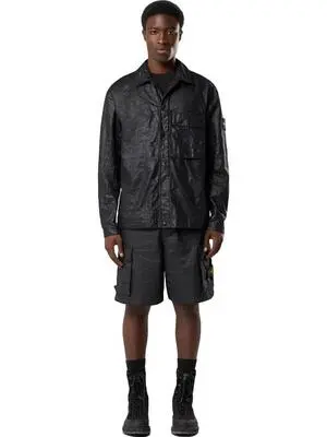 Stone Island Cargo Bermuda Shorts In Nylon Panama - Nero