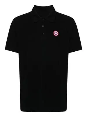 Canada Goose Rib-knit Collar Polo Shirt With Sleeve Cuffs And Side Slits - Nero