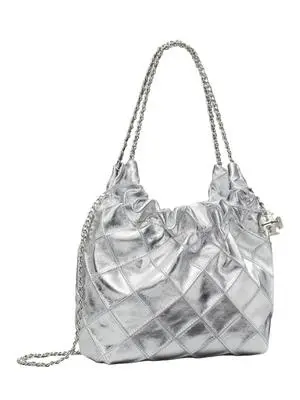 Tory Burch Crinkled Napa Leather Mini Chain-handle Bag - Argento