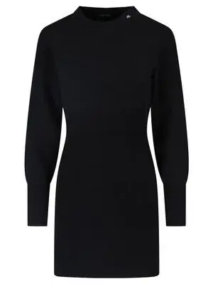 ANINE BING Sculpting Viscose Blend Midi Dress - Black