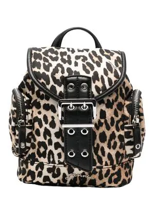 GANNI Leopard Print Backpack - Marrone