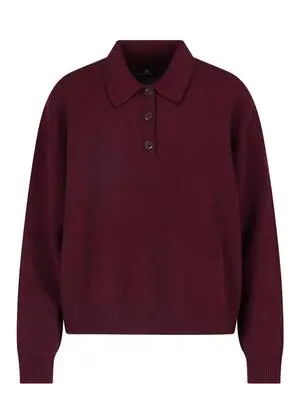 ANINE BING ANINE BING Long Sleeve Knit Polo Sweater Red