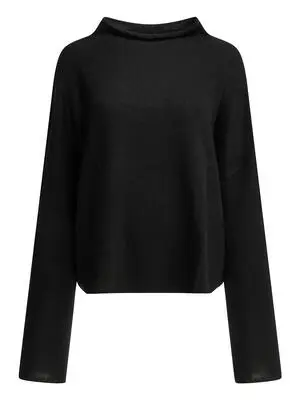LISA YANG 100% Cashmere Ribbed High Neck Sweater - Black