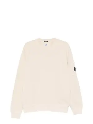 C.P. COMPANY Cotton Crewneck Sweatshirt With Magnifying-glass Pocket - Bianco